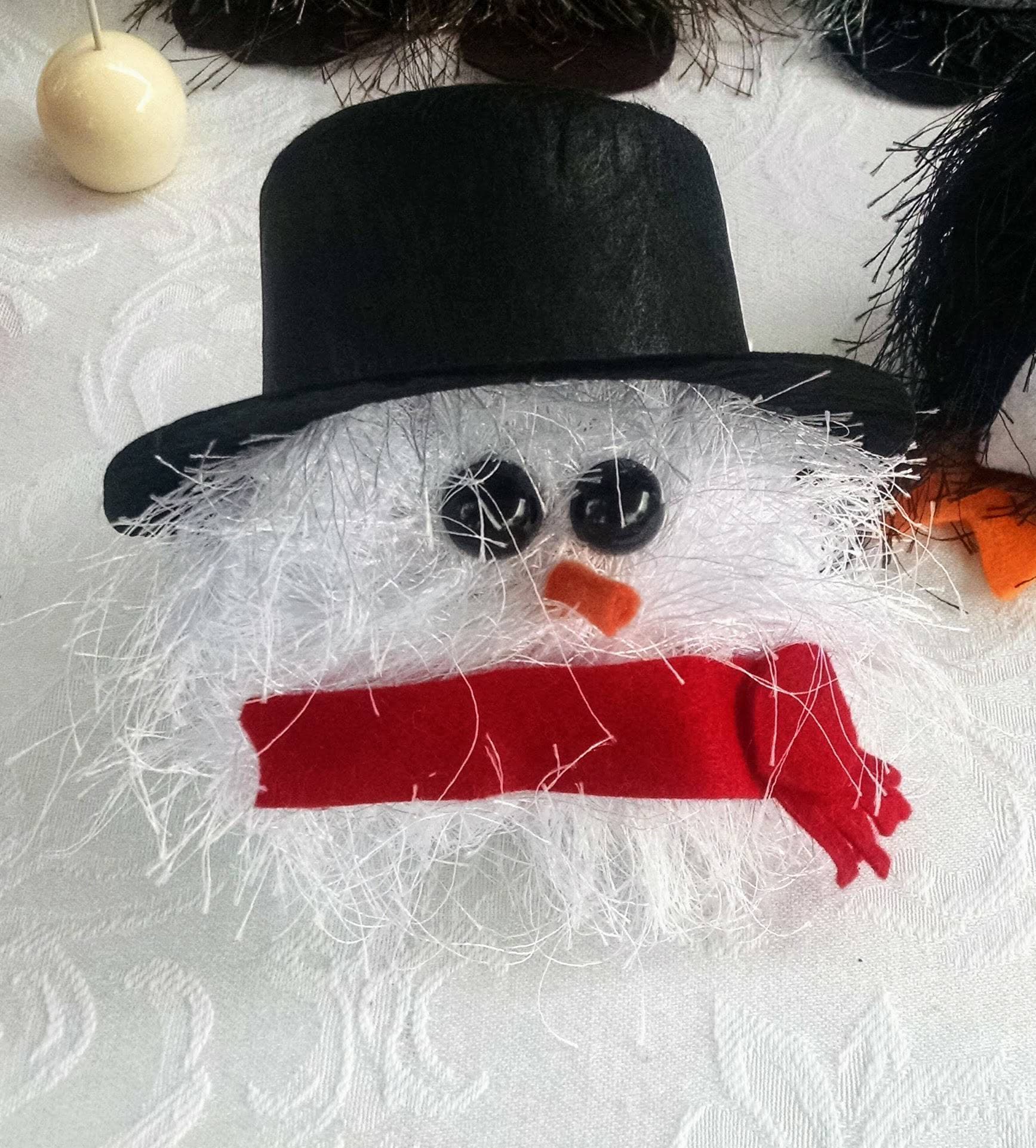 Fuzzy Snowball Christmas Decoration - 4 inch