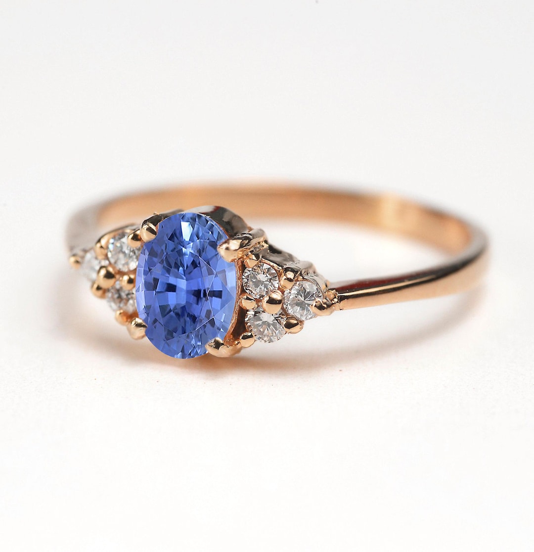 Oval Light Blue Sapphire Engagement Ring | Natural Blue Sapphire and ...