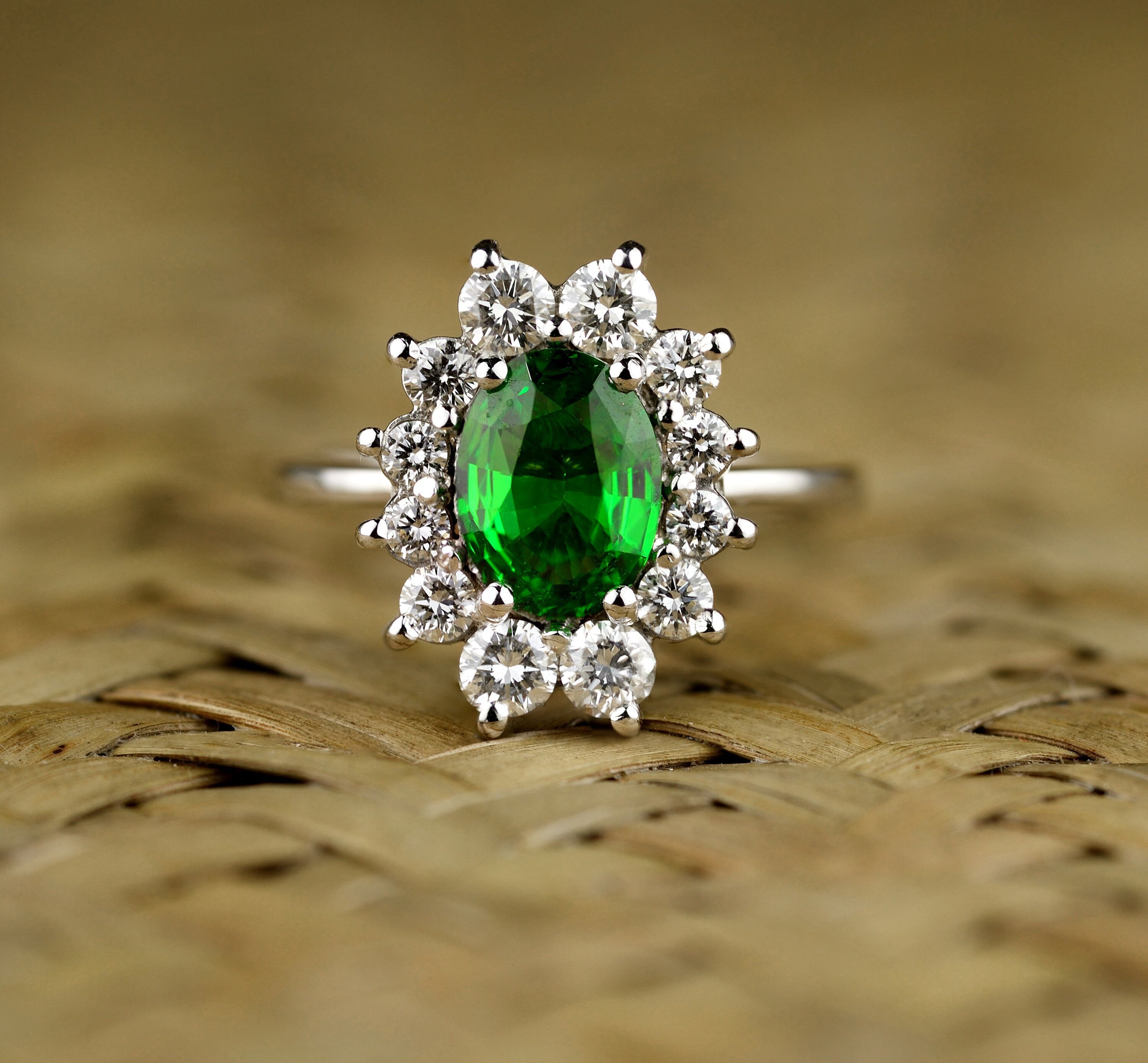 Tsavorite Ring-tsavorite Engagement Ring-tsavorite and Diamond | Etsy