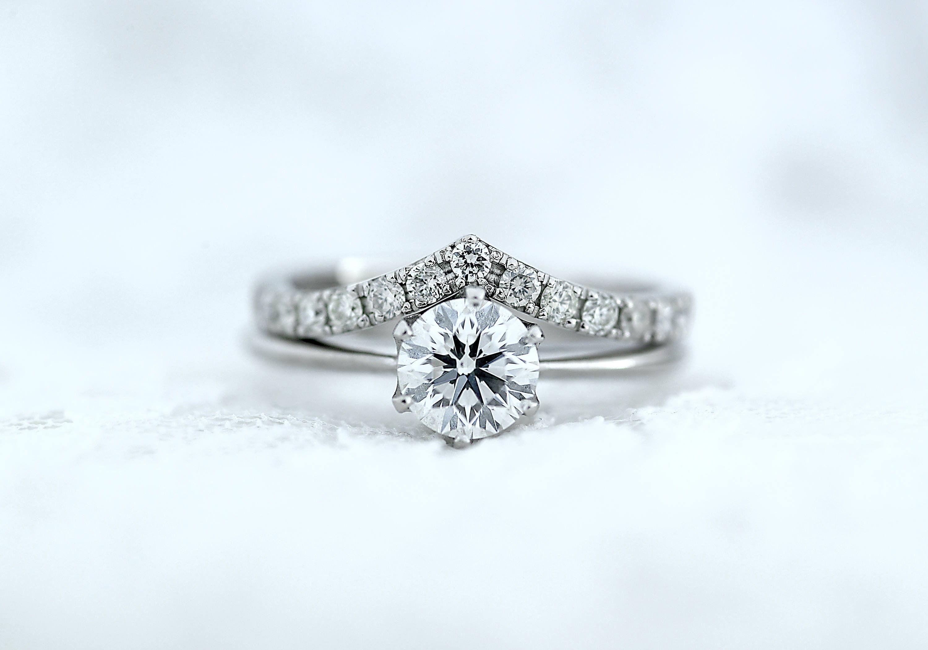 Round 5.5mm Moissanite and Diamond Engagement Ring in 9ct-14ct-18ct ...