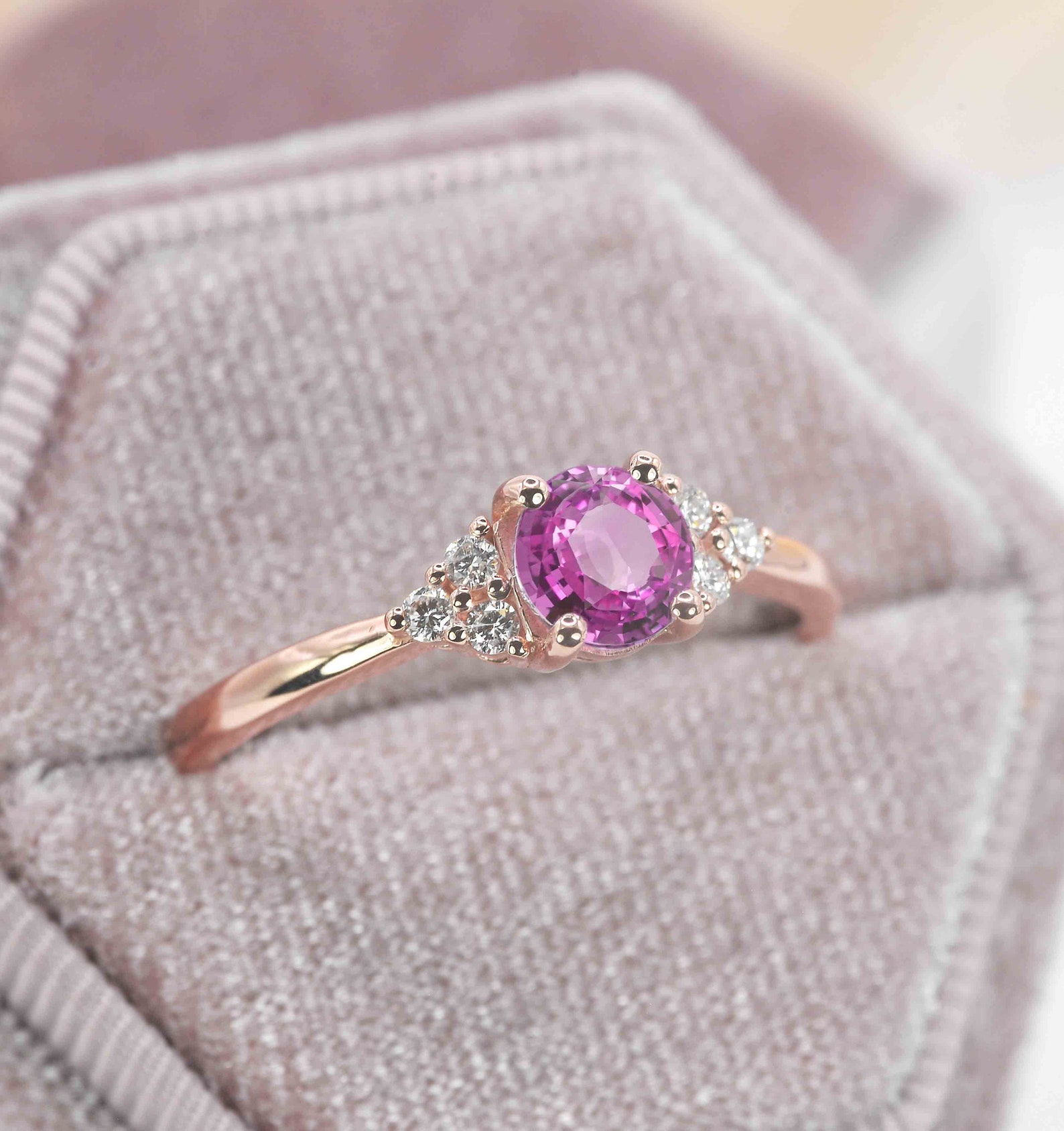 Natural Pink Sapphire Ring | Art Deco Pink Sapphire and Diamond Wedding ...