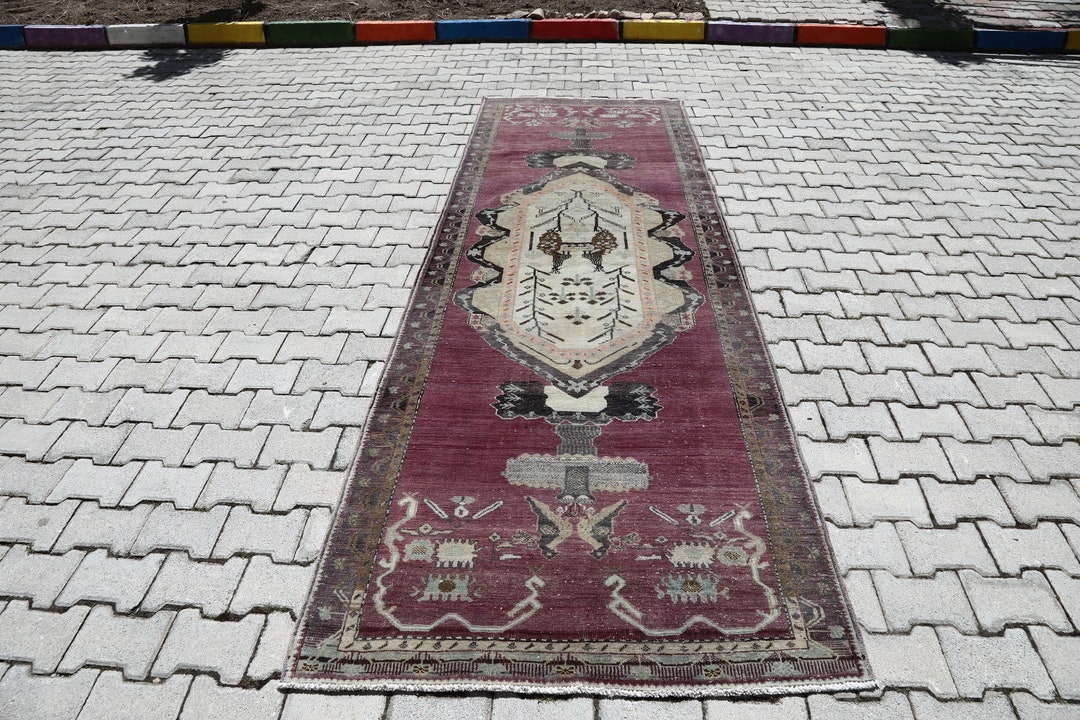 4x11 Runner Rug, Hallway Rug, Neutral Rug, Persian Runner, 4x11 Vintage ...