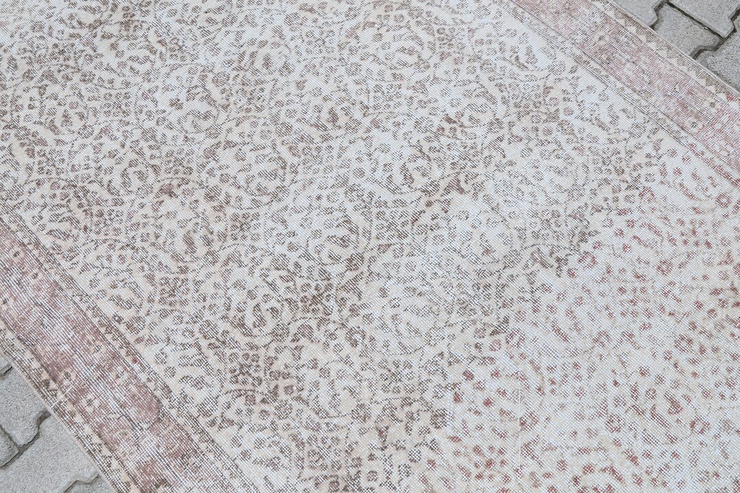 Neutral Rug, 5x9 Vintage Neutral Rug, Handmade Turkish Rug, 5x9 Oushak ...