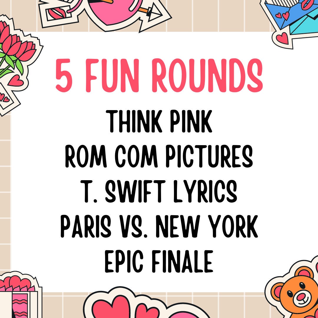 VALENTINE'S TRIVIA Game | Instant Download | 5 Rounds, 55 Questions ...
