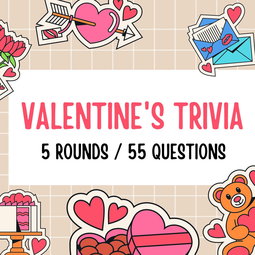 VALENTINE'S TRIVIA Game | Instant Download | 5 Rounds, 55 Questions ...