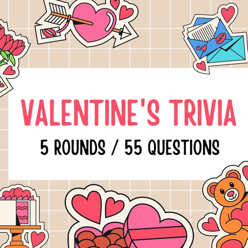 VALENTINE'S TRIVIA Game | Instant Download | 5 Rounds, 55 Questions ...