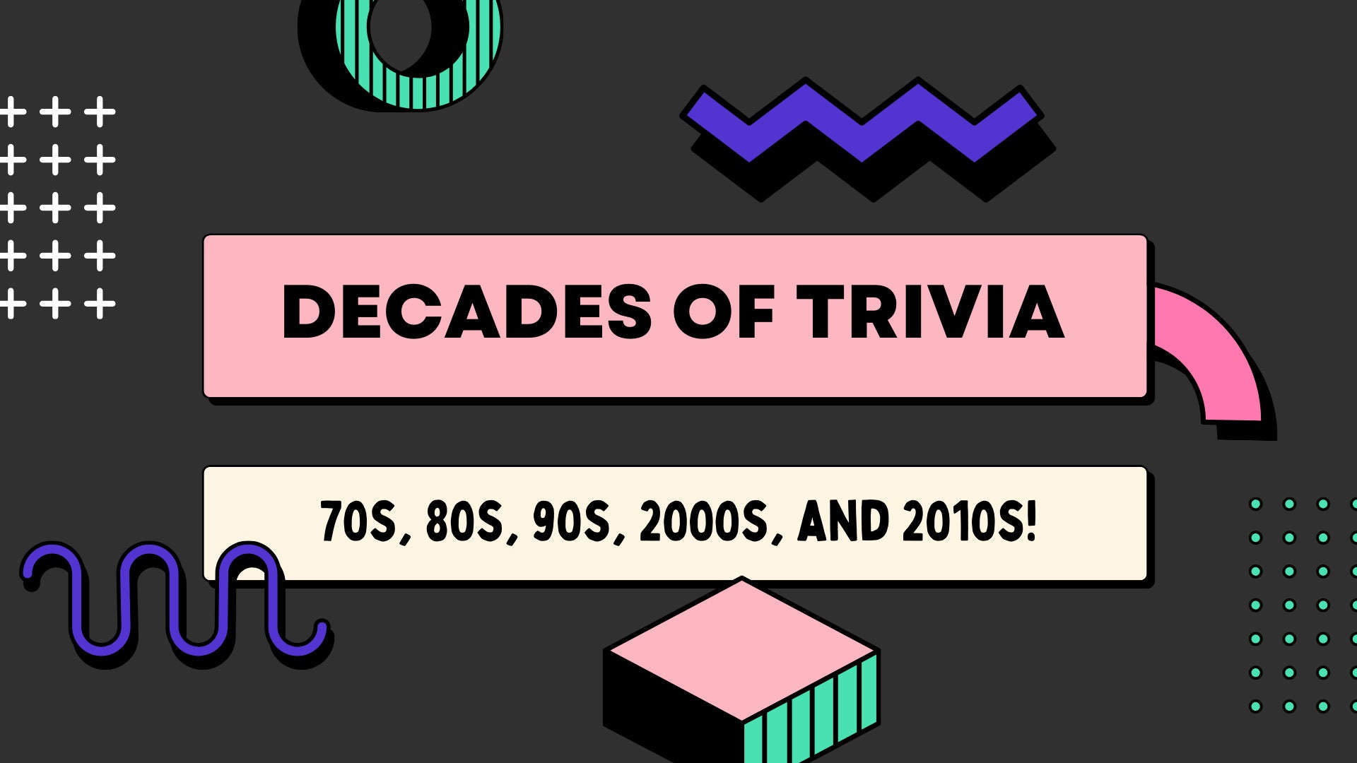 1970s, 1980s, 1990s, 2000s, 2010s Decades Trivia Game | Pub Quiz ...