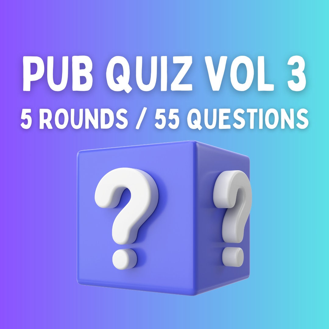 PUB QUIZ TRIVIA Vol 3 Trivia Game | Instant Download | 5 Rounds, 55 ...