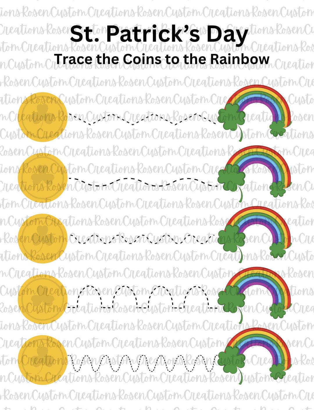 St Patricks Day Preschool Worksheet. Digital Print and Trace. - Etsy