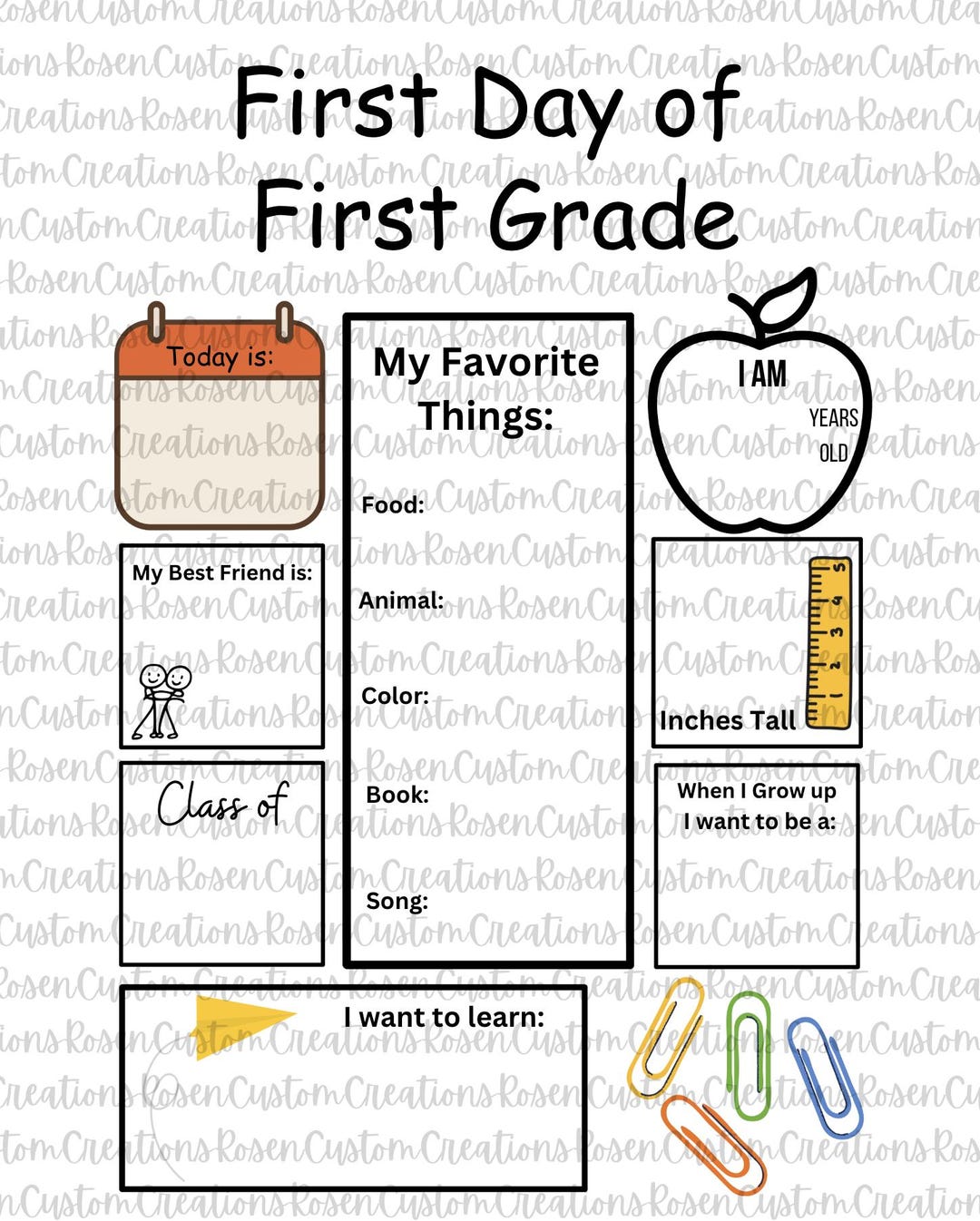 First and Last Day of First Grade. Digital Print and Trace. - Etsy