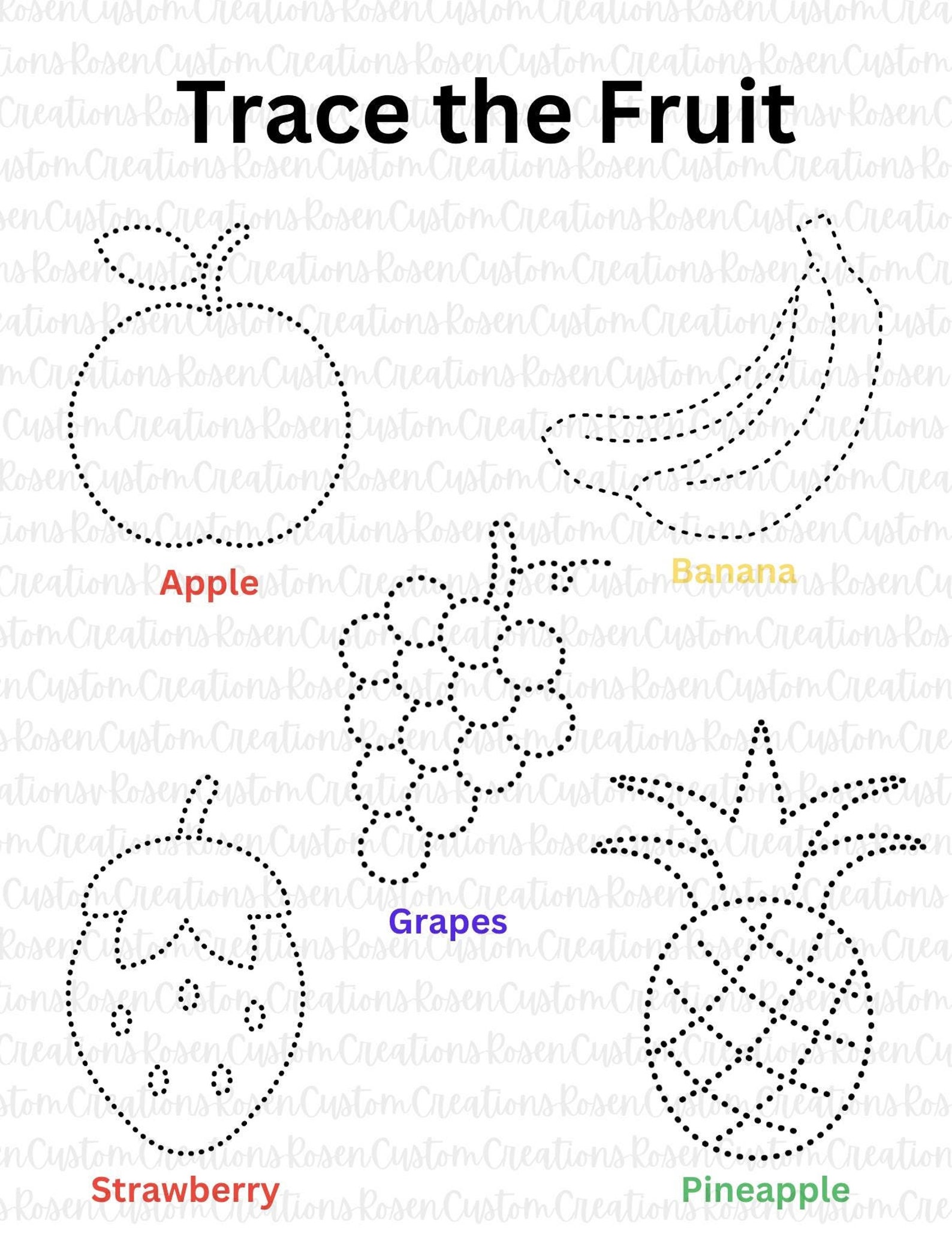 Trace the Fruit. Digital Print and Trace. - Etsy