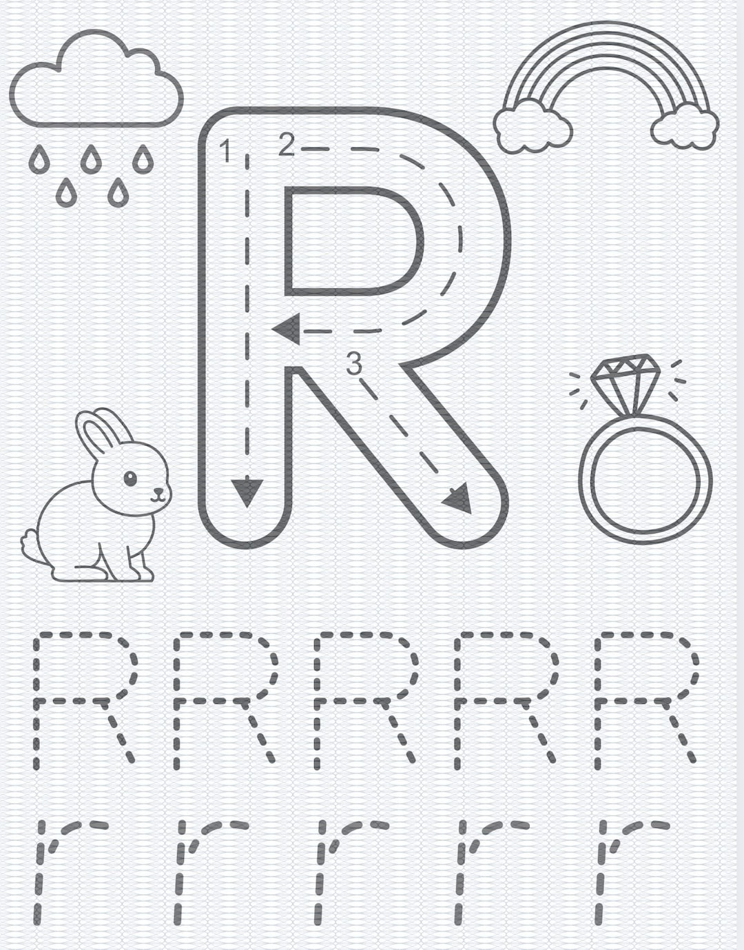 Letter R Worksheet. Digital Print and Trace. - Etsy