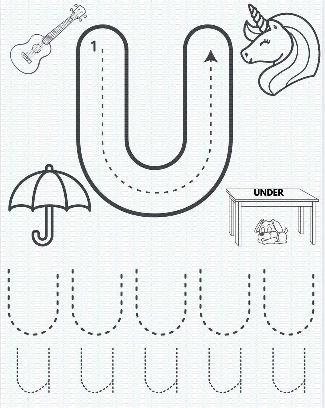Letter U Worksheet. Digital Print and Trace. - Etsy