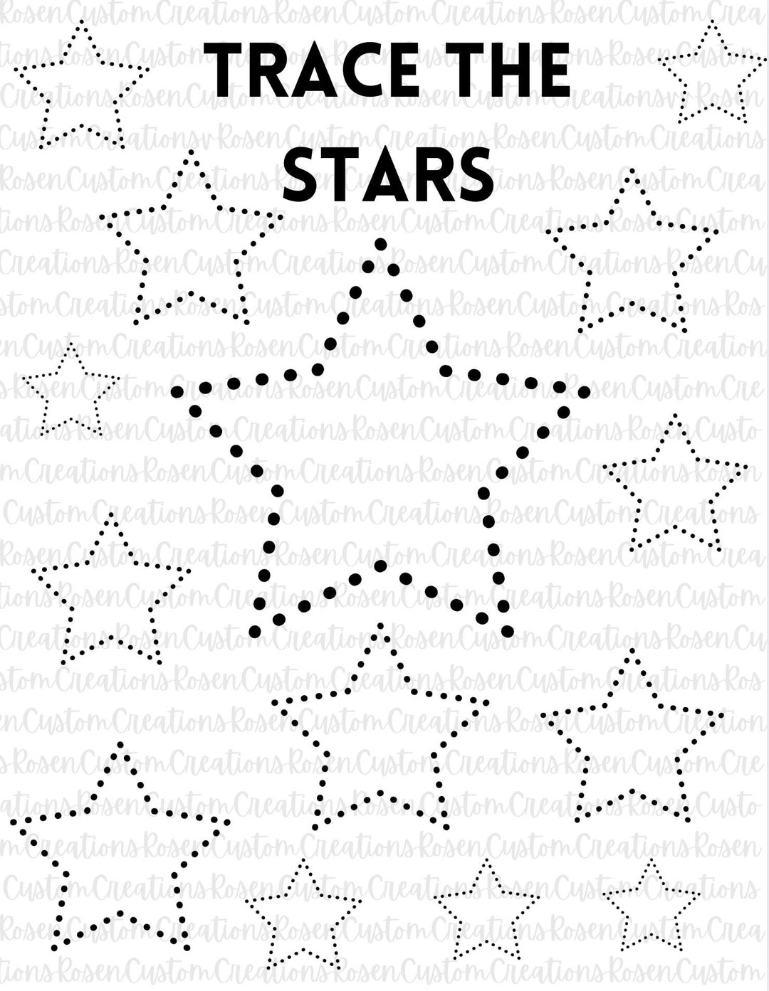 Trace the Stars Worksheet. Digital Print and Trace. - Etsy