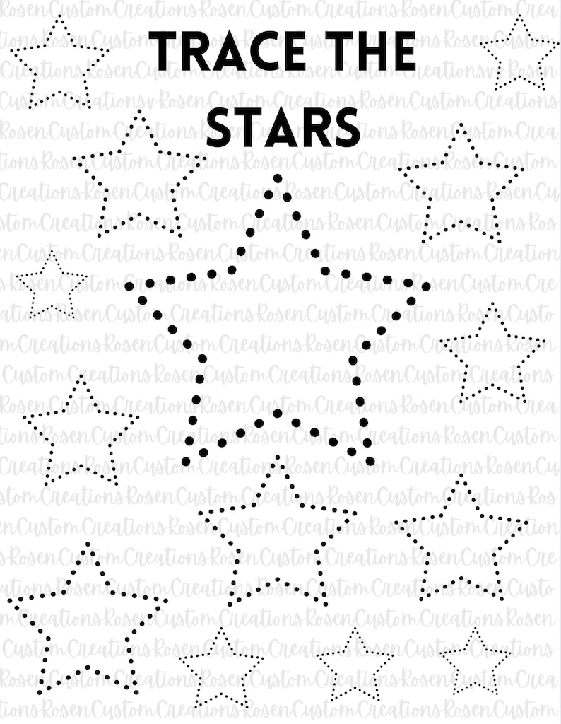 Trace the Stars Worksheet. Digital Print and Trace. - Etsy