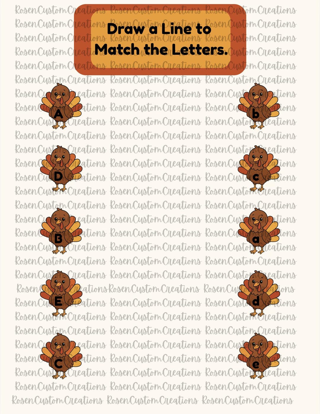 Thanksgiving Letter Match. Preschool. Homeschool Worksheet. Holiday. - Etsy