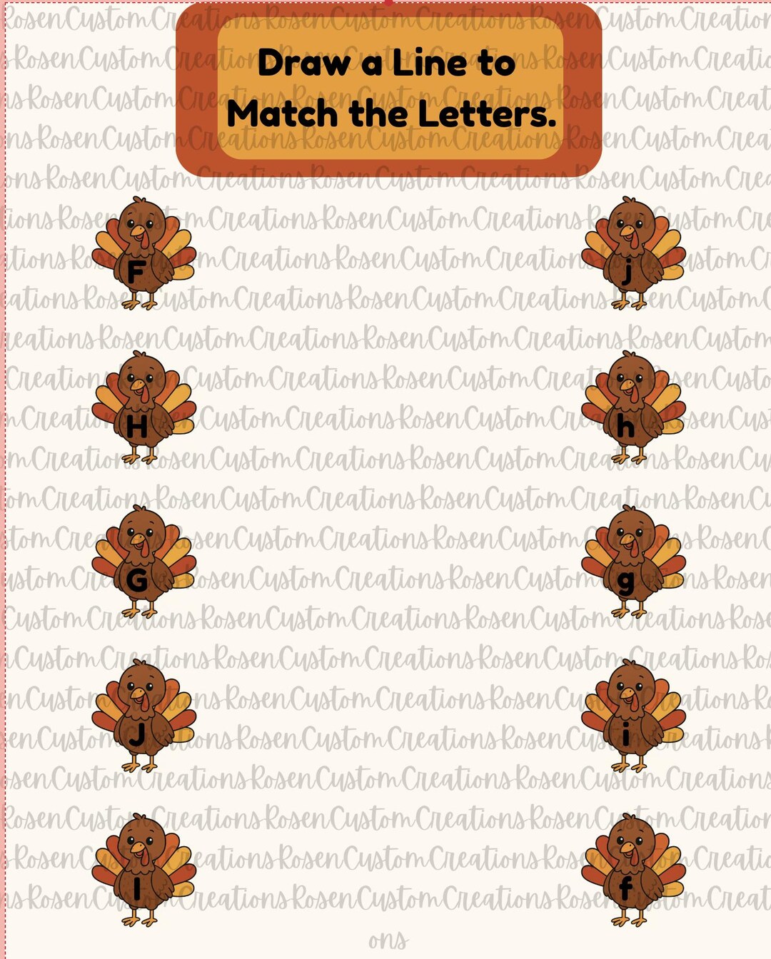 Thanksgiving Letter Match. Preschool. Homeschool Worksheet. Holiday. - Etsy