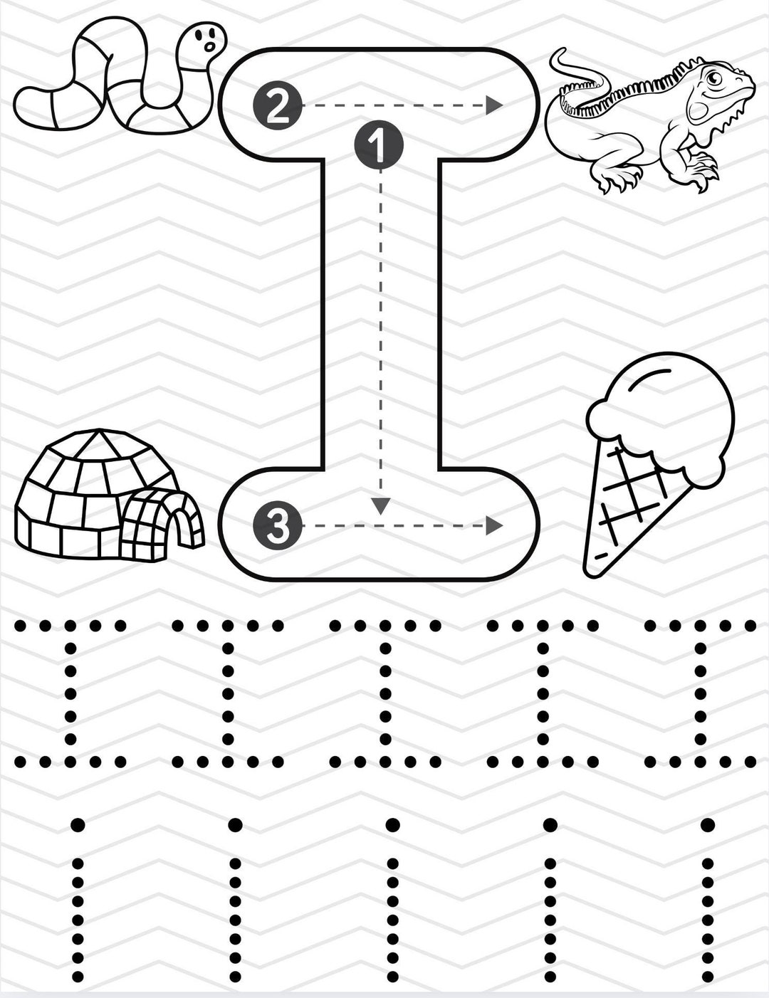 Letter I Worksheet. Digital Print and Trace. - Etsy