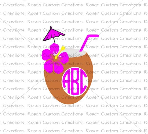 Coconut Monogram Svg. Summer Svg. Cricut Cut File. Fruit. | Etsy
