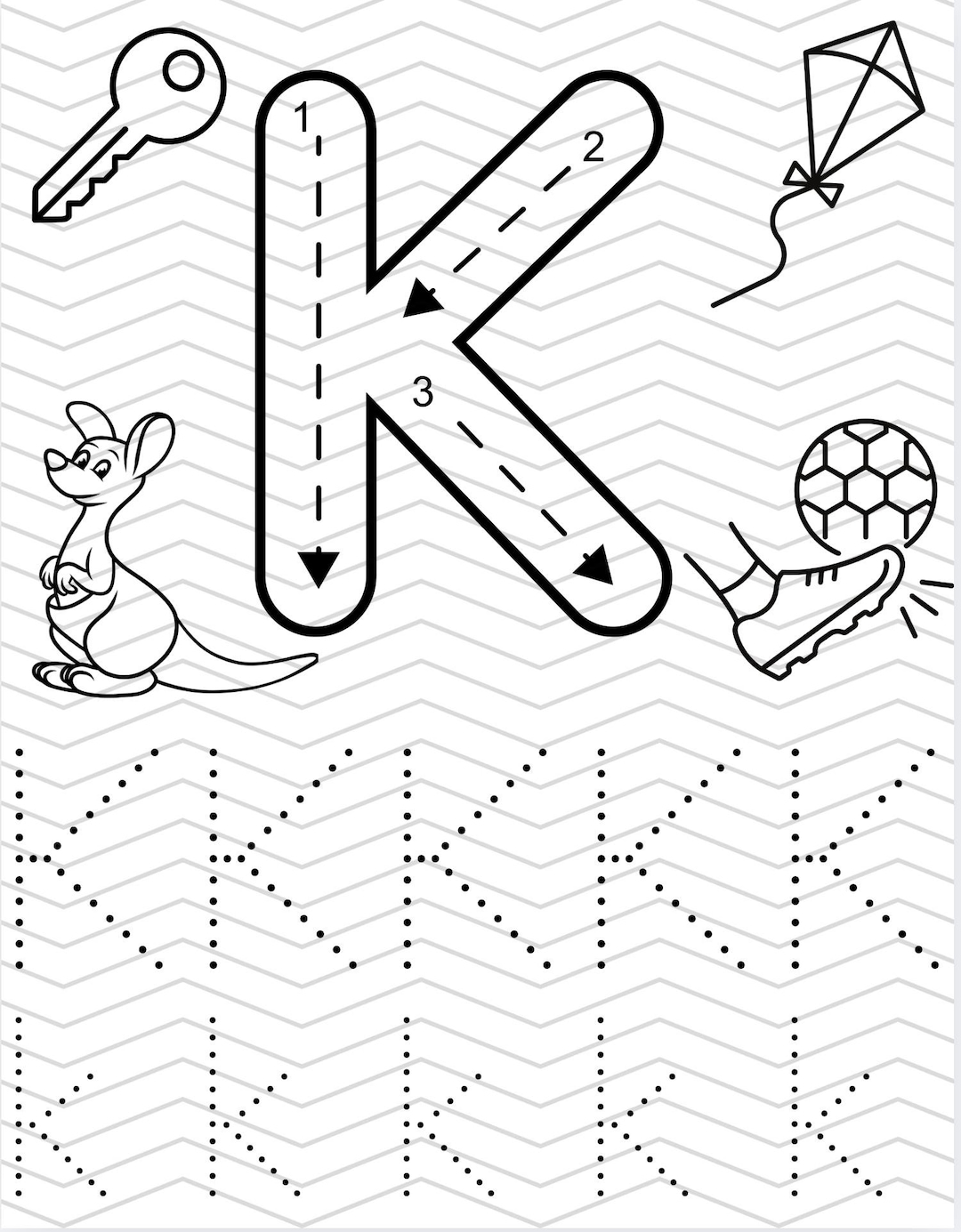Letter K Worksheet. Digital Print and Trace. - Etsy