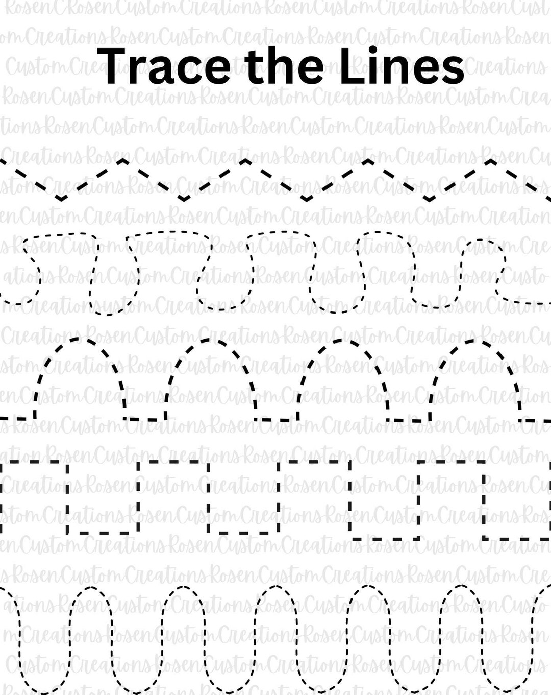 Trace the Lines Worksheet. Digital Print and Trace. - Etsy