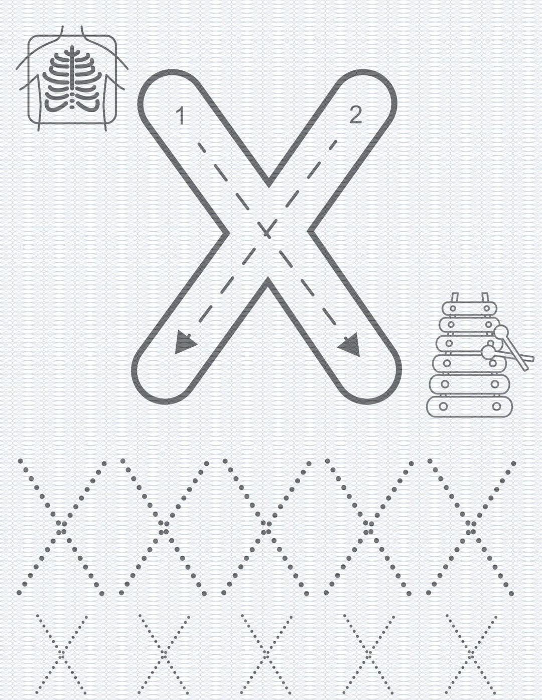 Letter X Worksheet. Digital Print and Trace. - Etsy