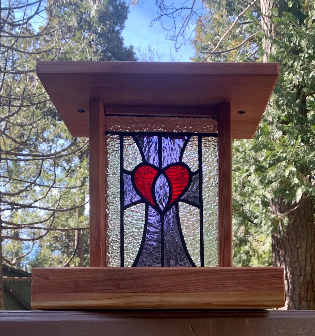 Memorial Gifts, Stained Glass Bird Feeders, Hanging Wooden Bird Feeders ...