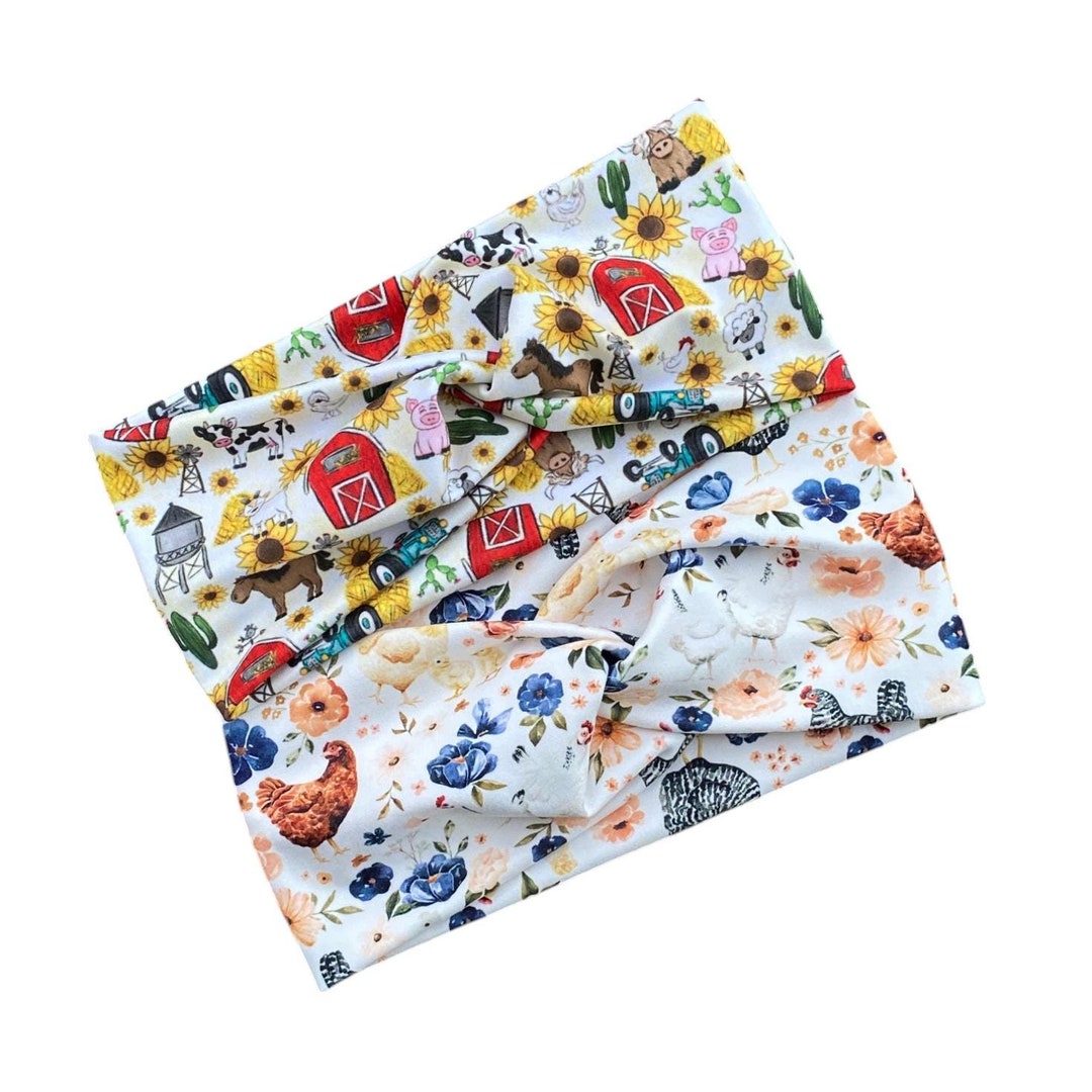 Cute Farm Print Headbands: Soft Twisted Farm Animal Print Women's ...