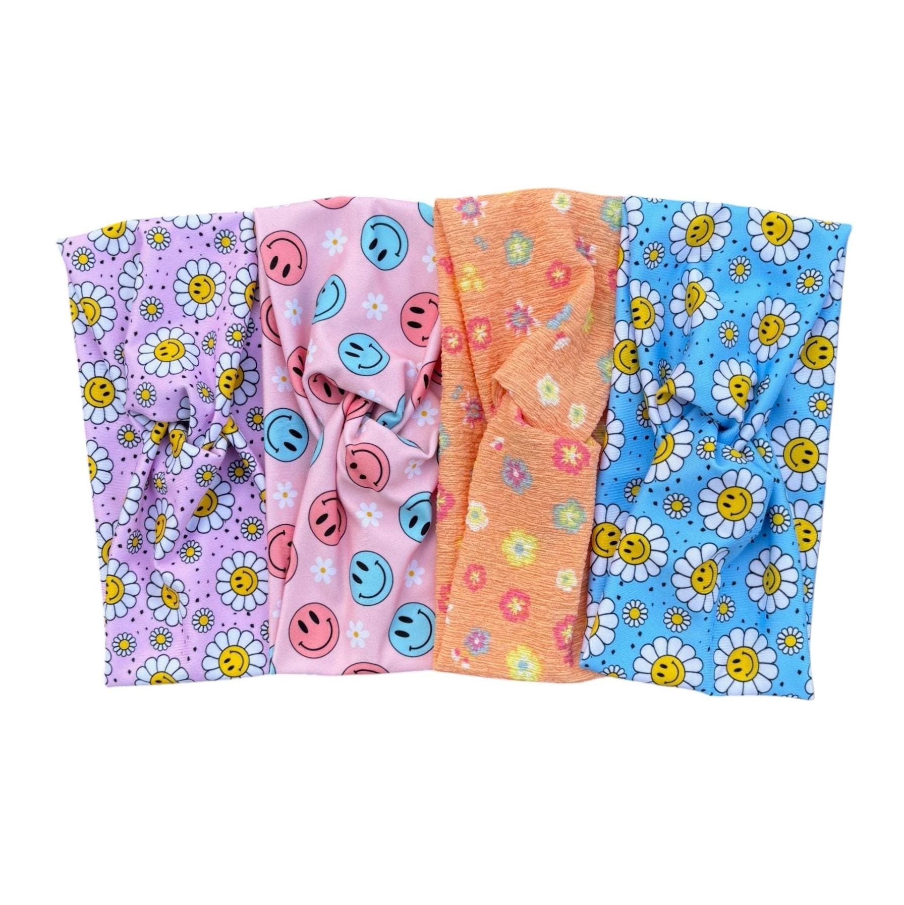 Smiley Face Headband, Groovy Soft & Stretchy Hair Wrap Bands - Etsy