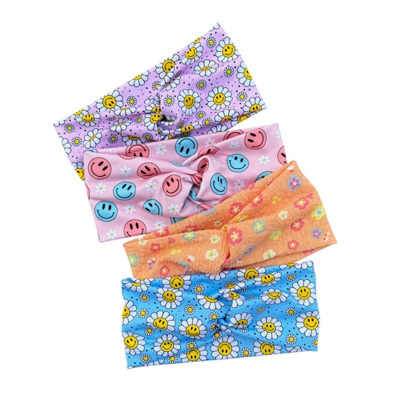 Smiley Face Headband, Groovy Soft & Stretchy Hair Wrap Bands - Etsy