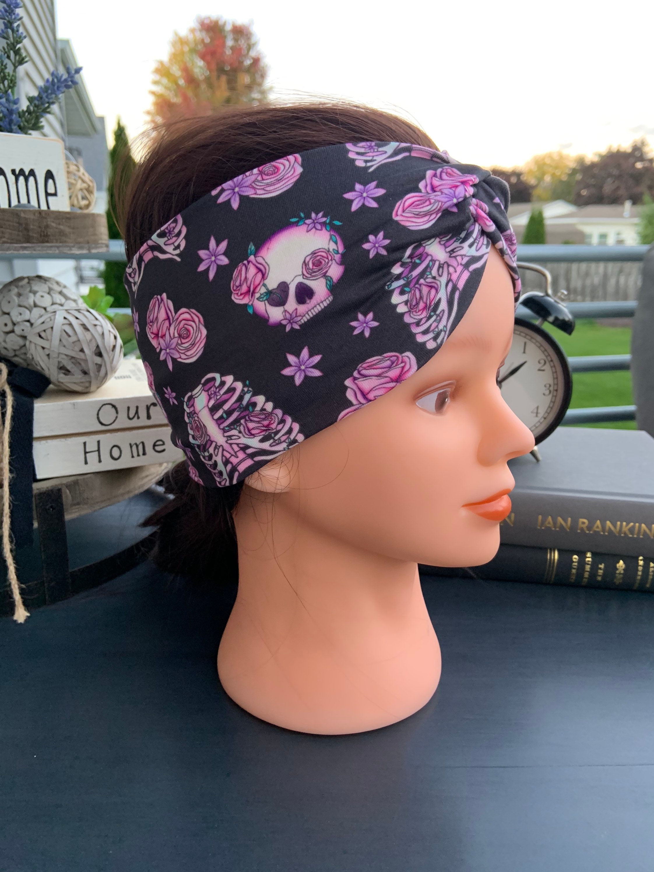 Sugar Skulls Headband, Skeleton Red Roses Wide Twist Assortment, Soft ...