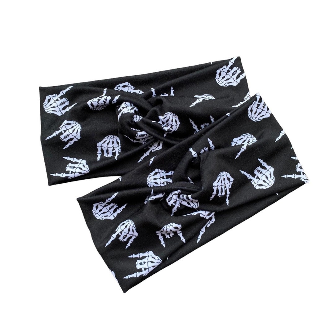 Rock on Skeleton Hands Headband, Soft Twisted Turban Skeleton Hands ...