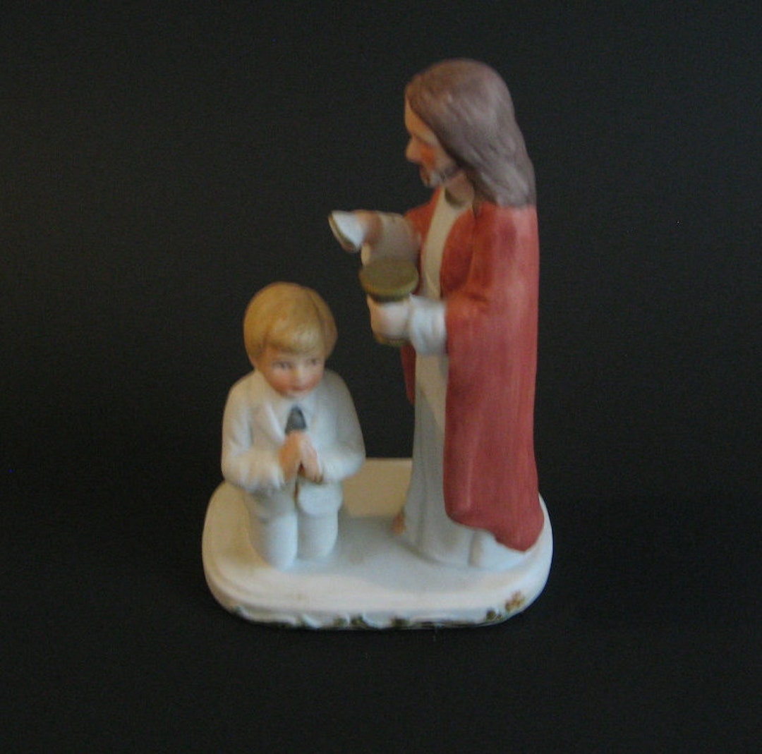 Child First Communion Figurine, Religious Child Receiving Holy Bread by ...