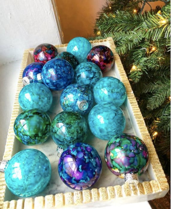 Hand-painted Glass Christmas Ornaments | Etsy