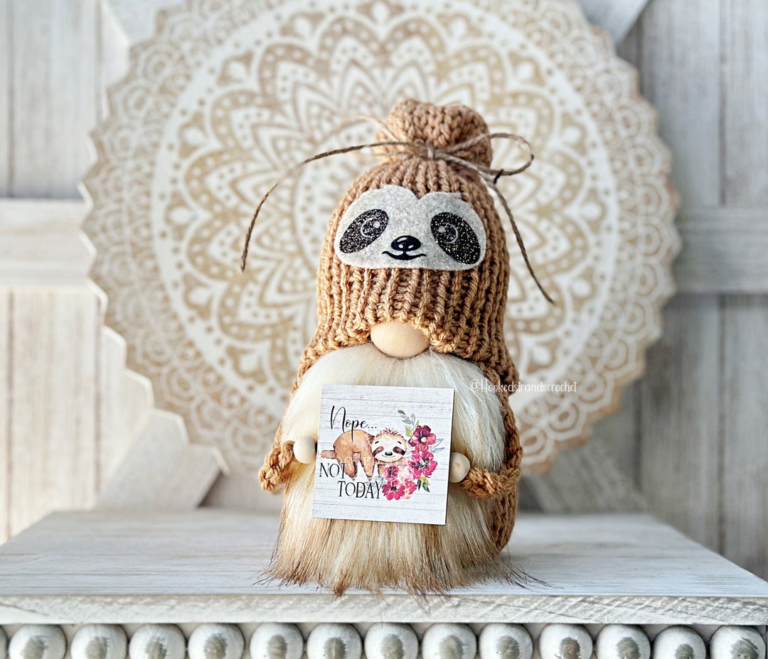 Funny Sloth Gnome With Nope, Not Today Sign - Charming Tiered Tray ...