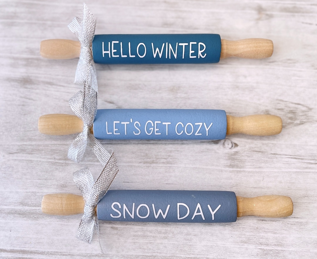 Winter Snow Rolling Pins Winter Decor Tiered Tray Decor - Etsy