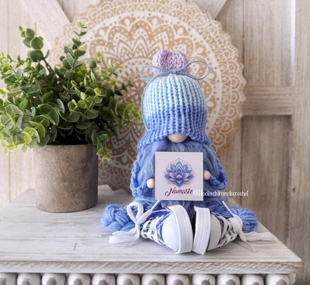 Yoga Gnome With Lotus Flower & Namaste Sign - Cute Shelf Accent ...