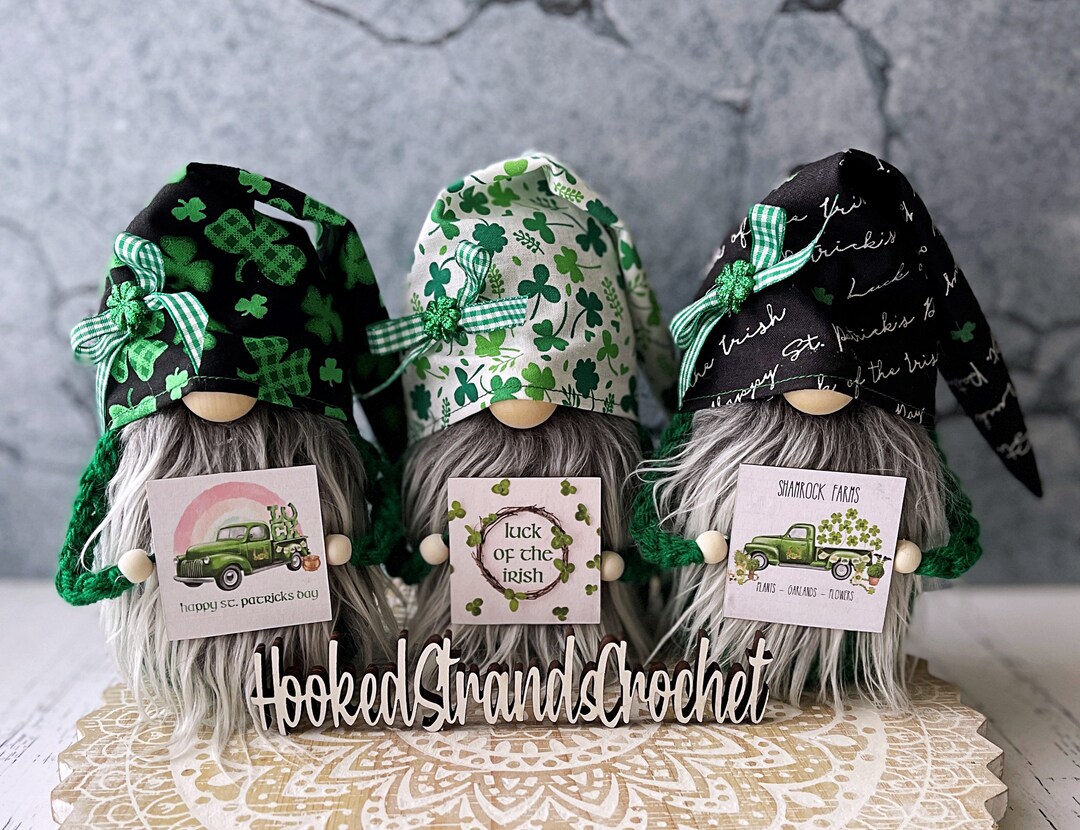 St Patrick's Day Gnome, Shamrock Gnome, Tiered Tray Decor, Lucky Gnome ...