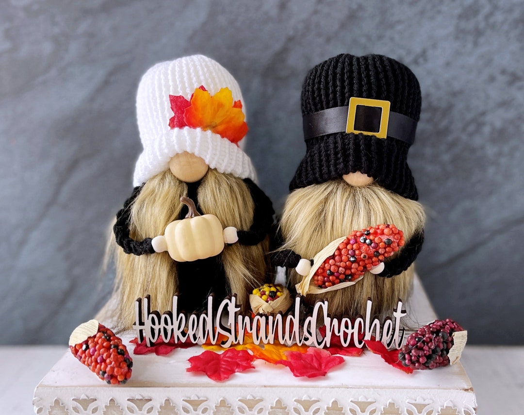 Pilgrim Gnome, Thanksgiving Gnome, Pumpkin Gnome, Tiered Tray Decor ...