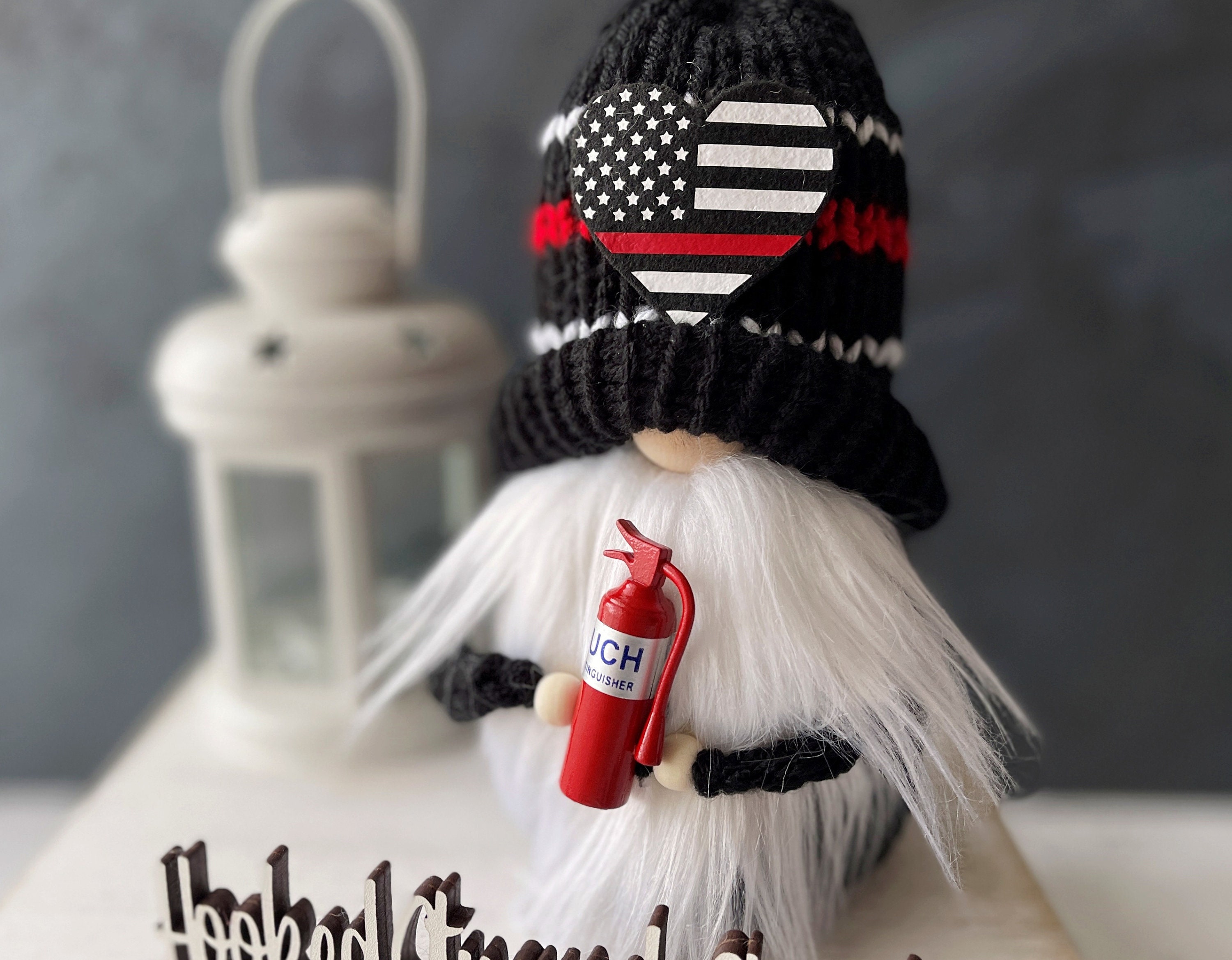 Firefighter Gnome First Responder Gnome Tiered Tray Decor - Etsy