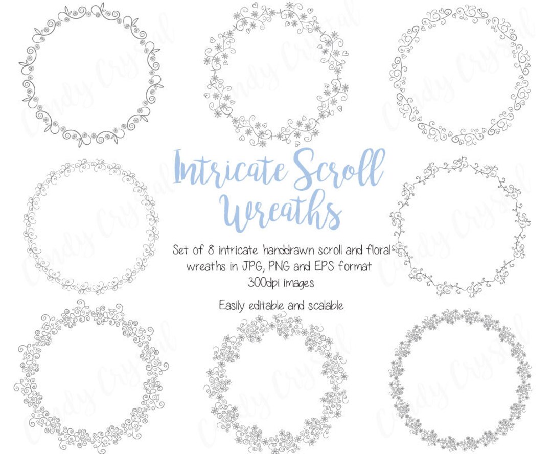 Hand Drawn Intricate Wreath 300dpi High Res Clip Art Images, Clipart ...