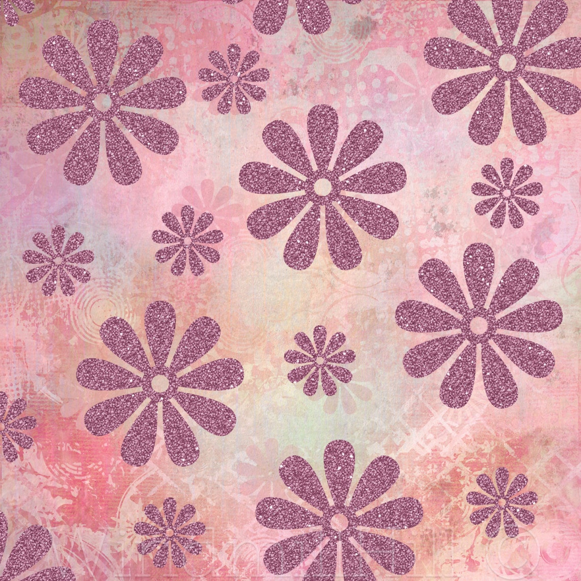 Dazzling Daisies Glitter Effect Digital Paper Scrapbook Paper - Etsy