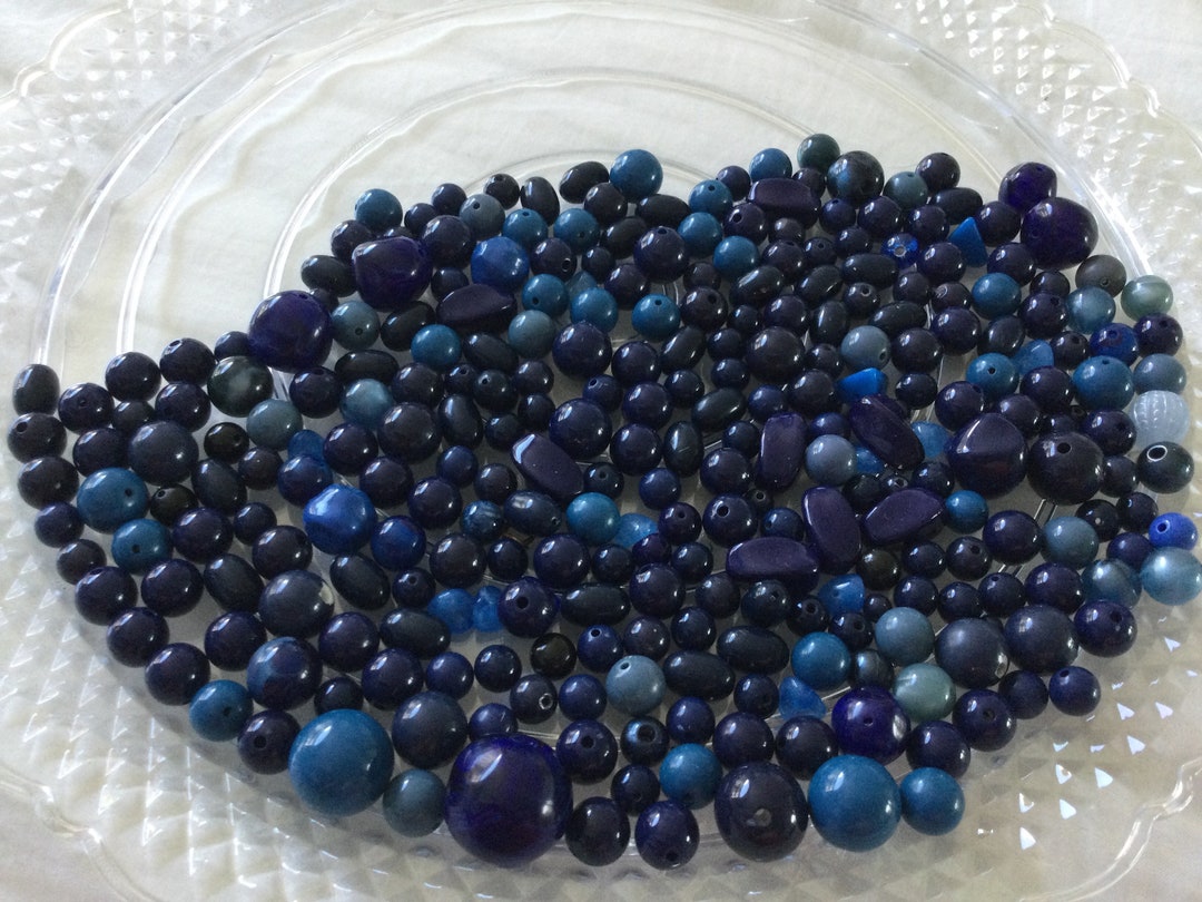 Blue Mix Lot of Large Round and Other Shaped Beads Includes Over 270 ...