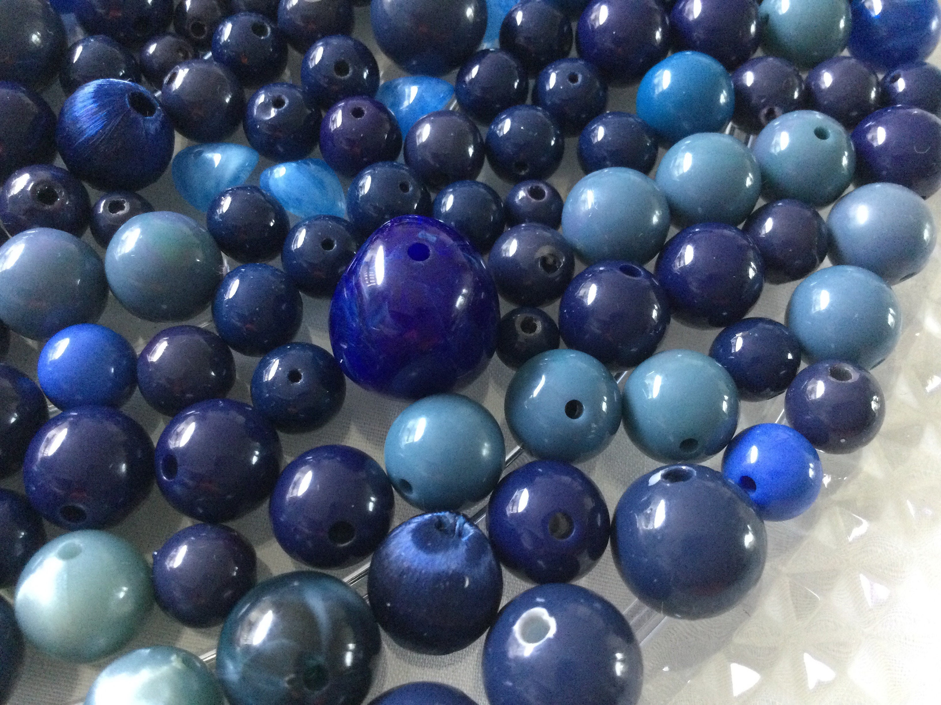 Blue Mix Lot of Large Round and Other Shaped Beads Includes - Etsy