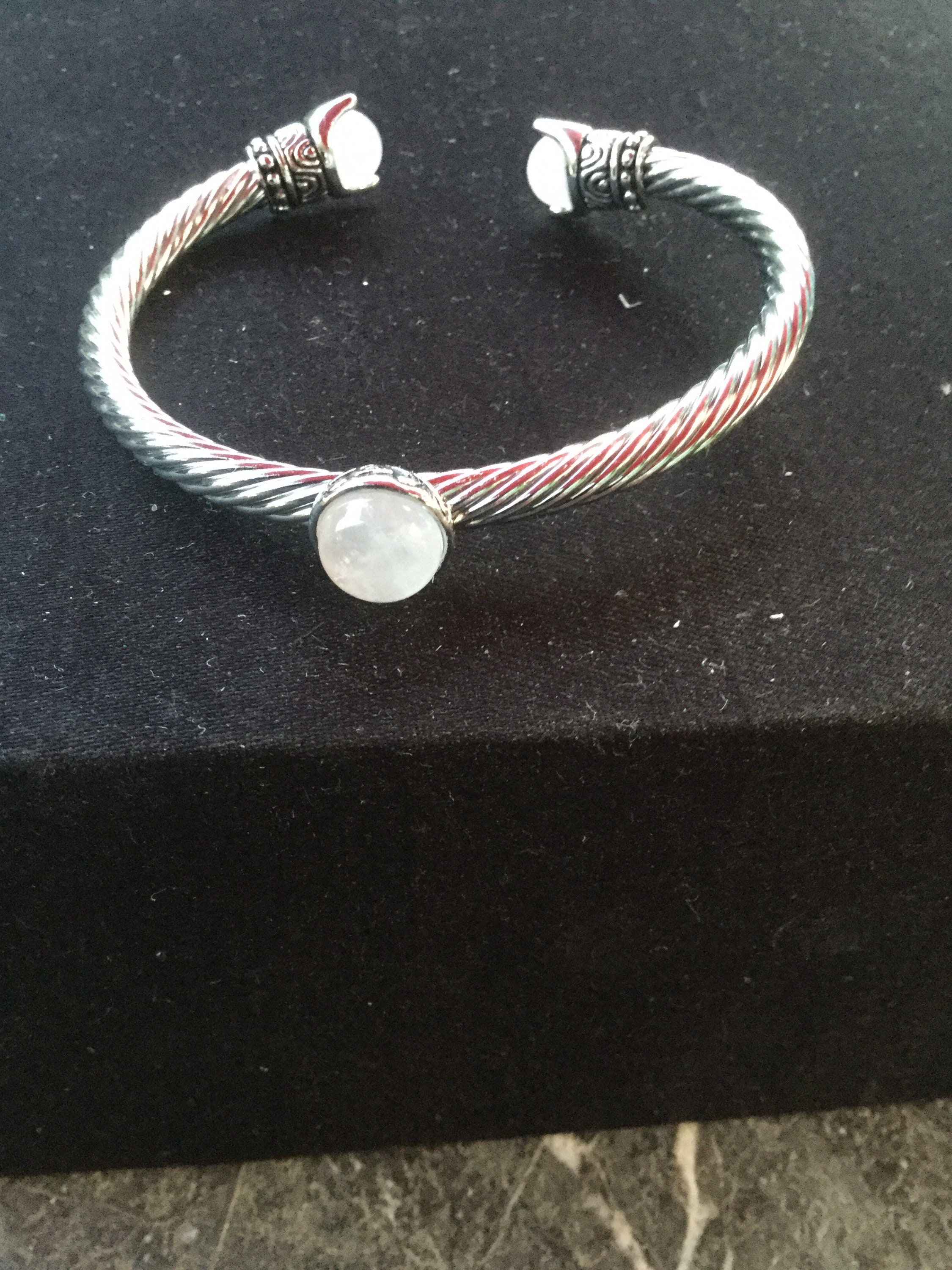 Unisex Bali Style Silver Bangle Bracelet With 3 Moonstone - Etsy New ...