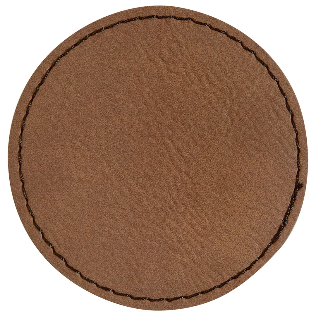 25 Pack of Blank Dark Brown Laserable Leatherette Round Patch With ...