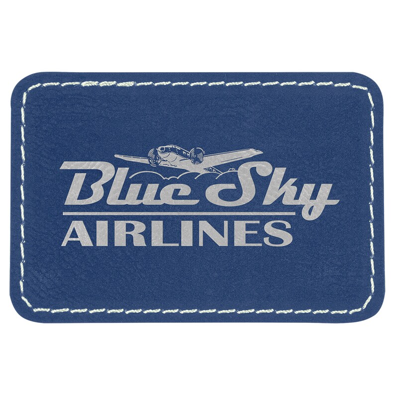 25 Set of Blank Blue Laserable Leatherette Rectangle Patch With ...