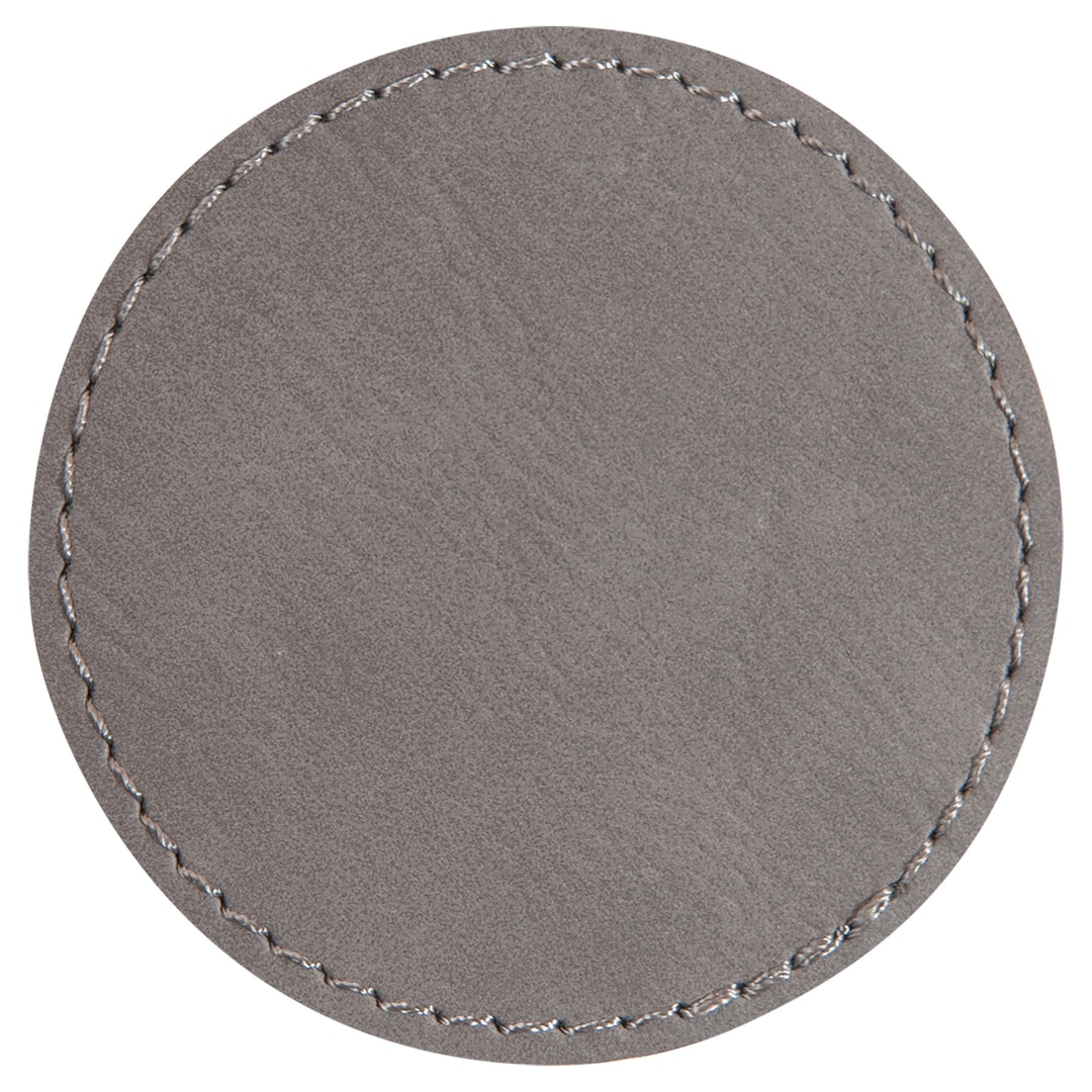 25 Pack of Blank Gray Laserable Leatherette Round Patch With Adhesive ...
