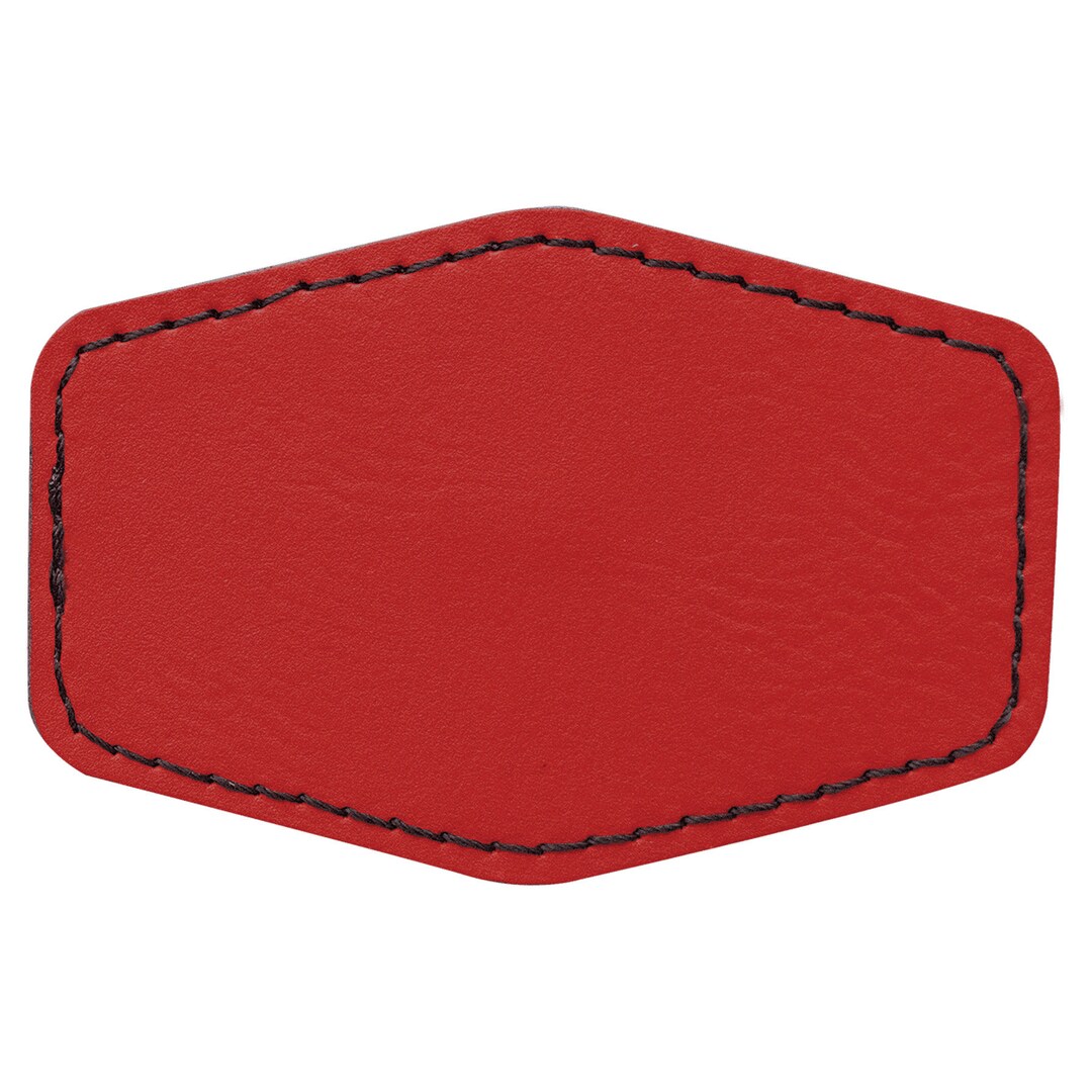 Set of 10 Blank Red Laserable Leatherette Hexagon Patch With Adhesive ...
