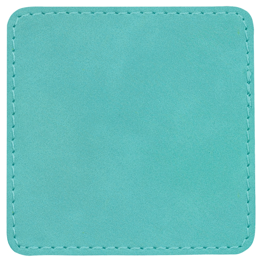25 Pack of Blank Teal Laserable Leatherette Square Patch With Adhesive ...